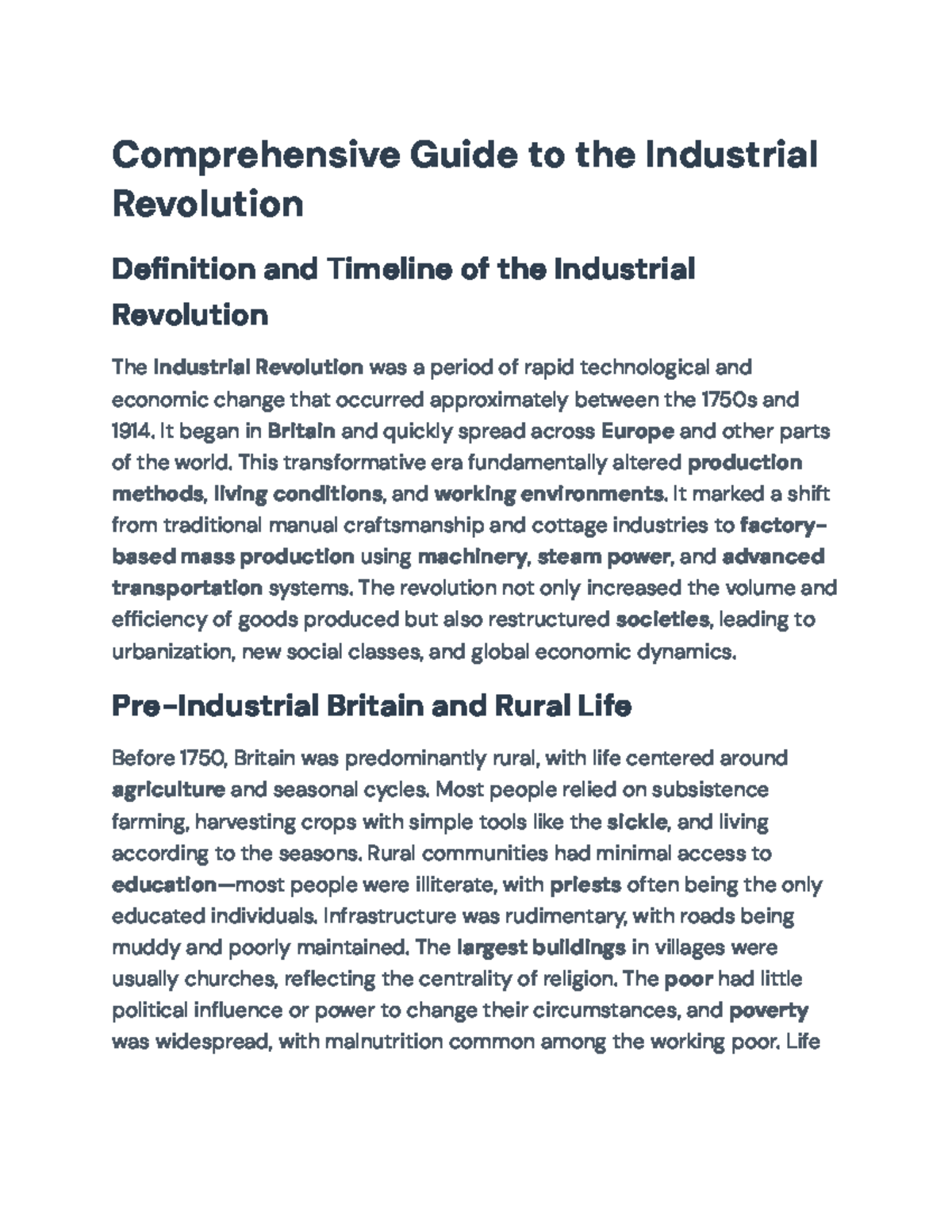 Comprehensive Overview of the Industrial Revolution (1750-1914) - Studocu