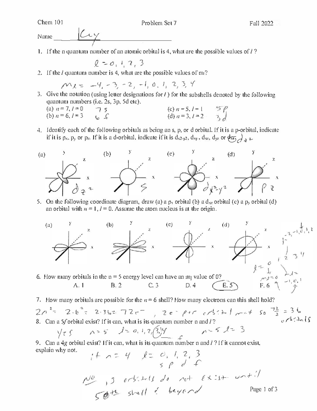 General Chemistry 1 Week 7 Practice Problems Answer Key - Chem IOI ...