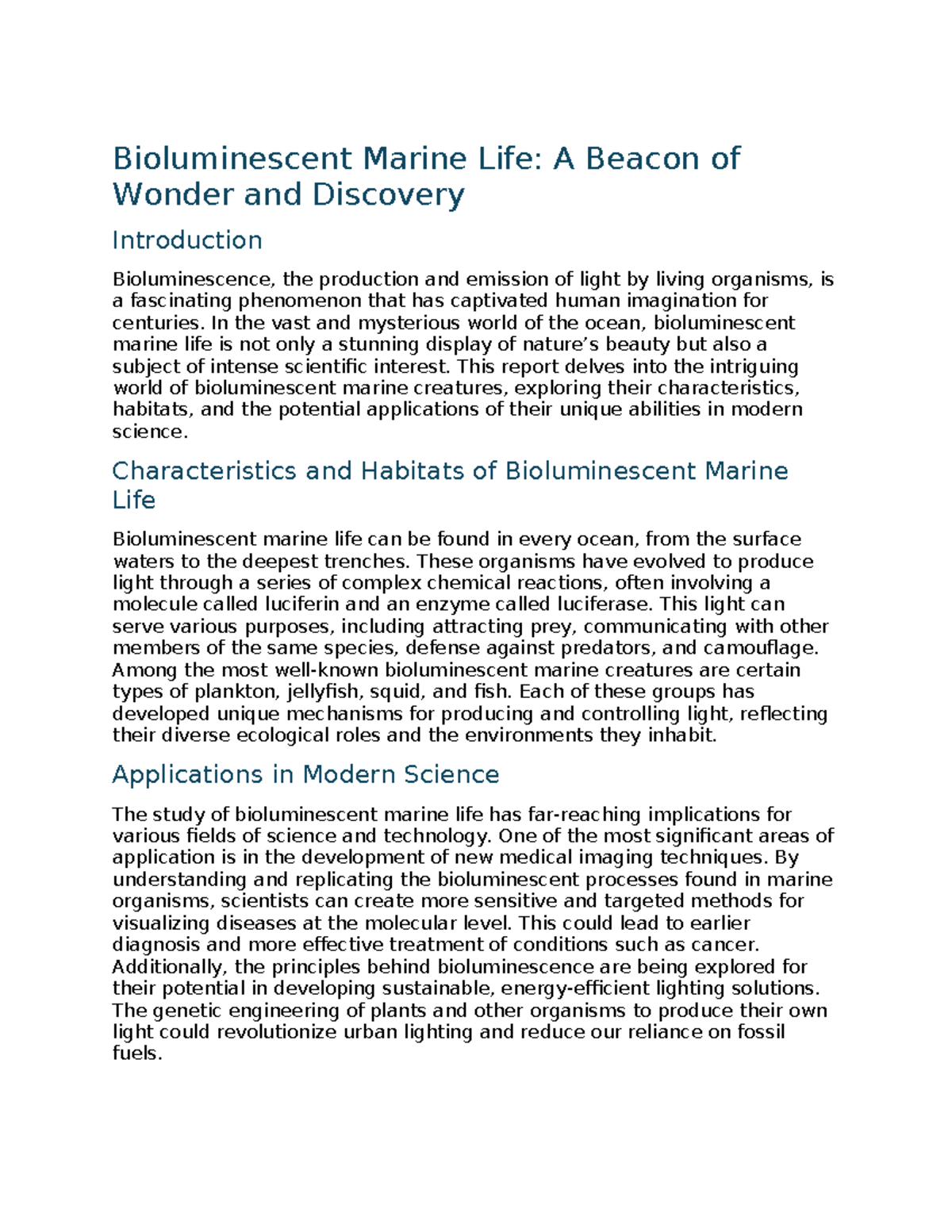 Bioluminescent Marine Life: Characteristics & Applications in Science ...