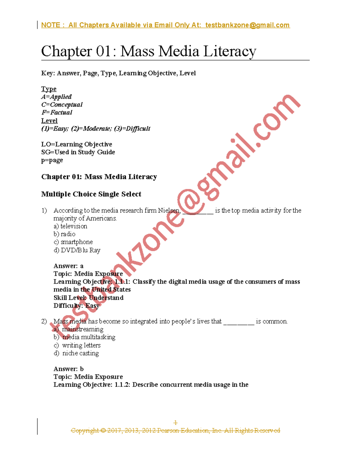 Test Bank: Chapter 01 - Mass Media Literacy Questions & Answers - Studocu