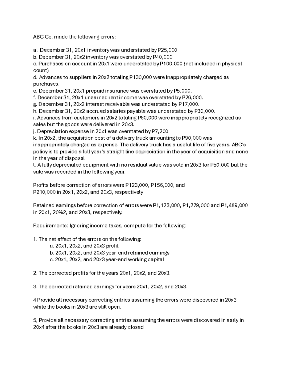 Correction of Errors in Financial Statements: Analysis & Adjustments ...