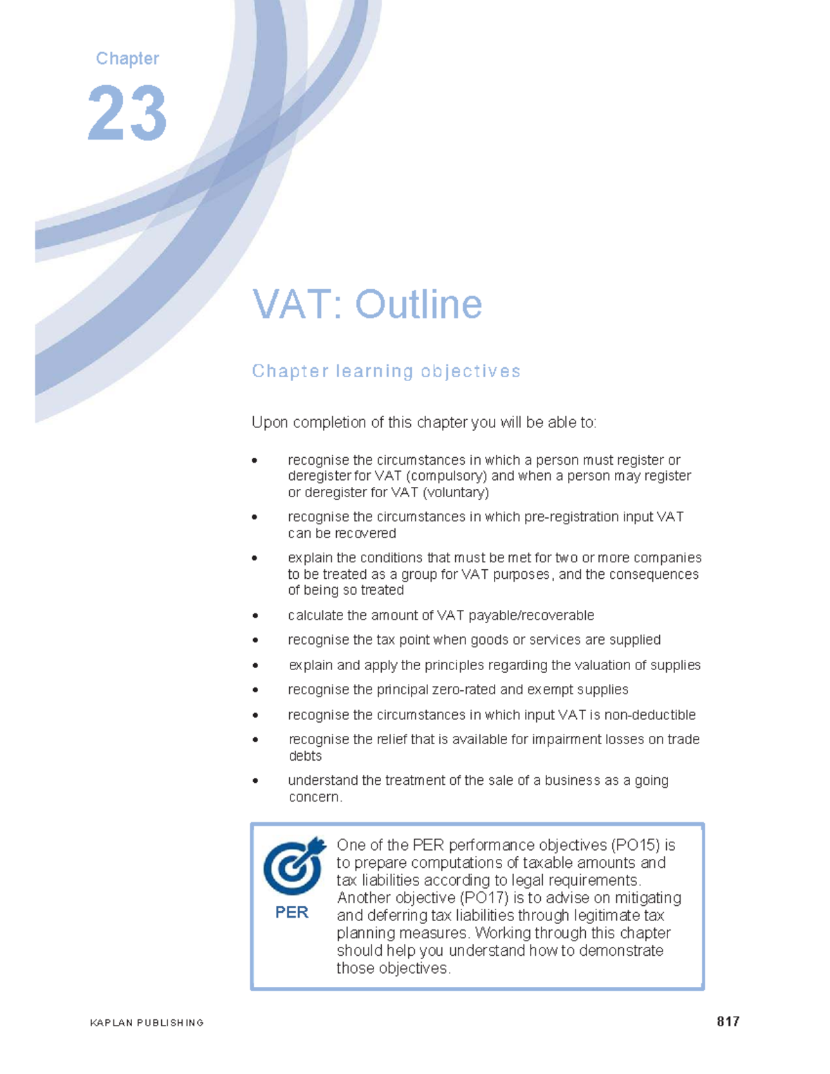 VAT Chapter 23: Comprehensive Outline and Learning Objectives (TX-UK ...