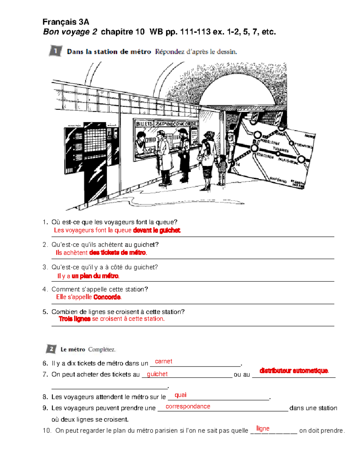 Français 3A Bon voyage 2 Chapitre 10 WB Ex. 1-2, 5, 7 - Studocu