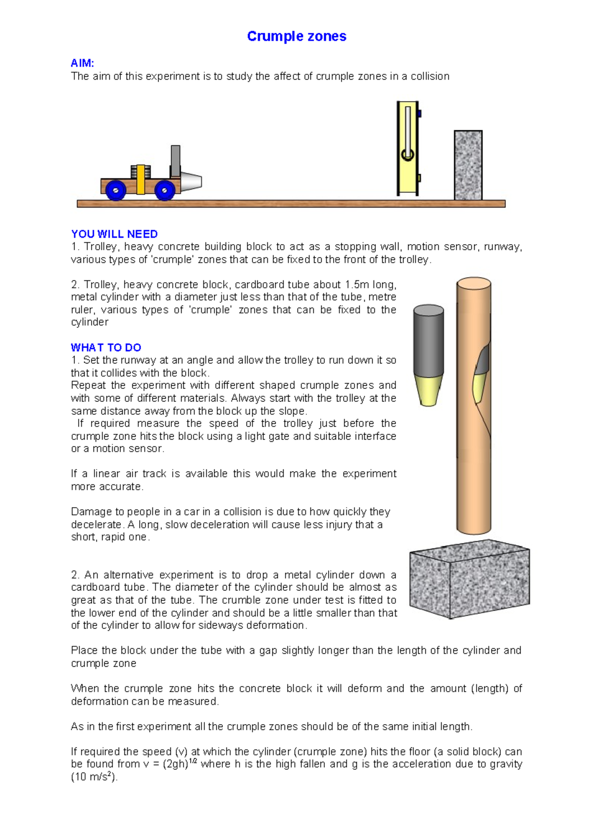 Crumple Zones Experiment: Analyzing Collision Impact Effects - Studocu