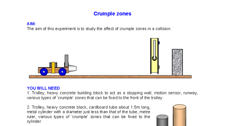 Crumple Zones Experiment: Analyzing Collision Impact Effects - Studocu