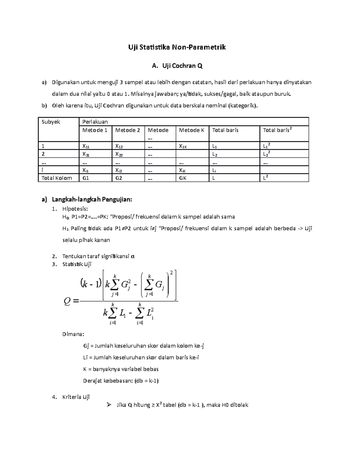 Ujian Statistika Non-Parametrik: Metode dan Contoh Analisis - Studocu