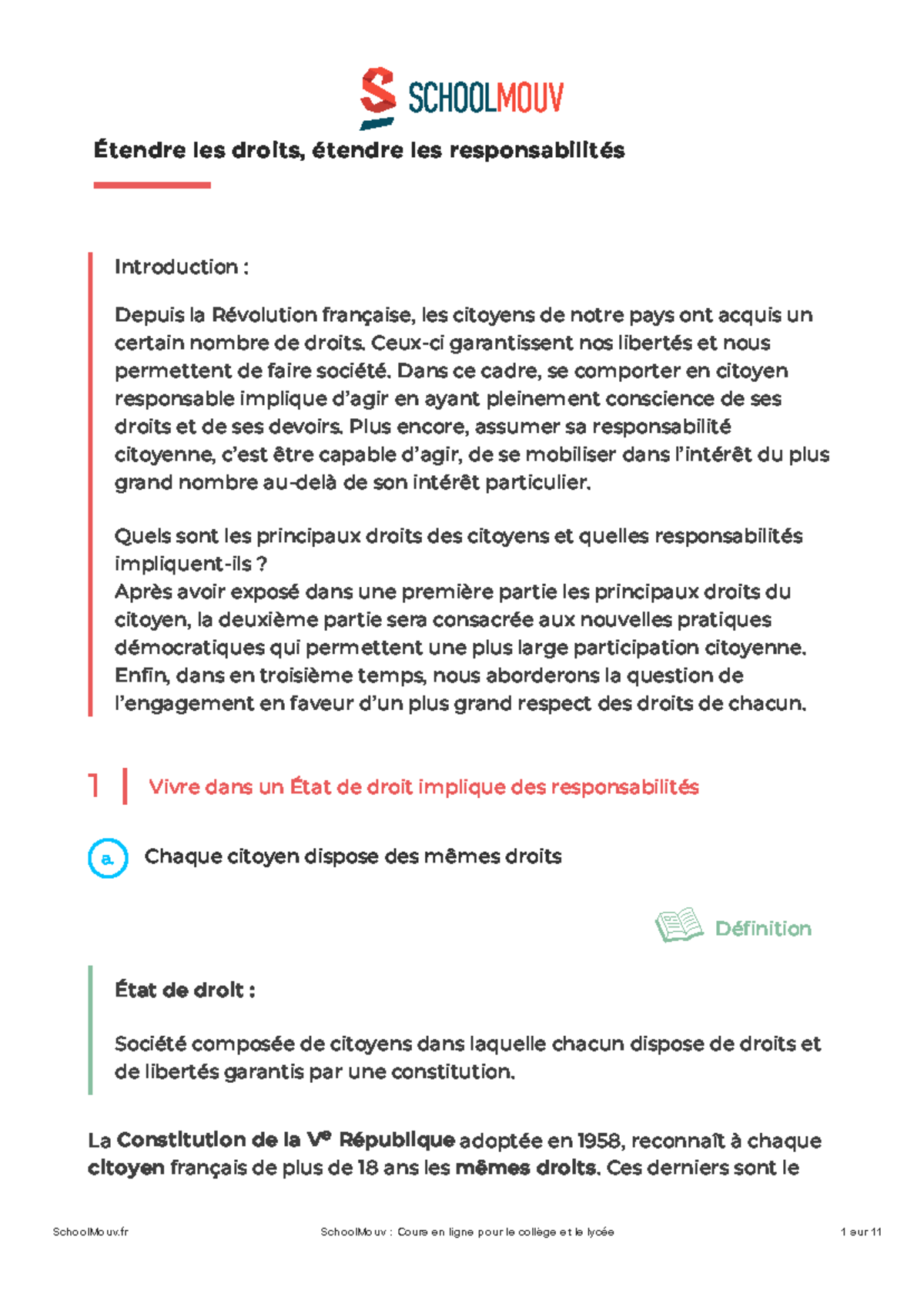 Étendre les Droits et Responsabilités des Citoyens - Fiche de Cours ...