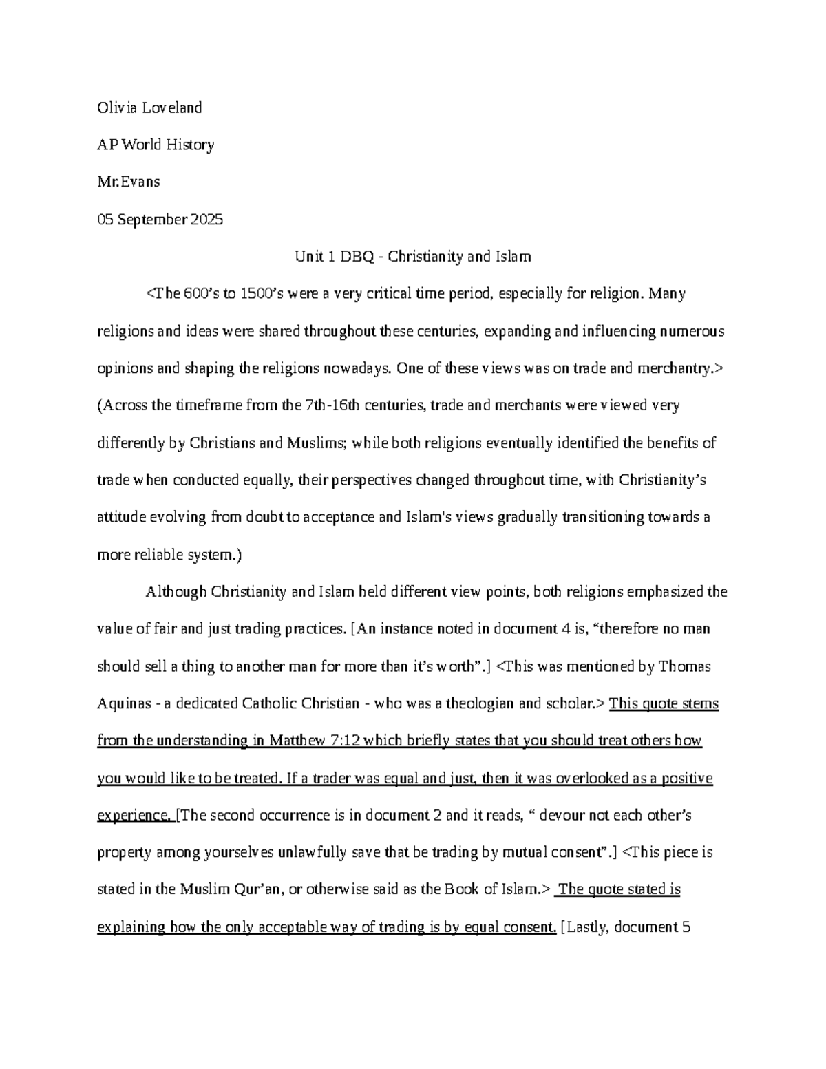 Unit 1 DBQ: Evolving Perspectives on Trade in Christianity & Islam ...
