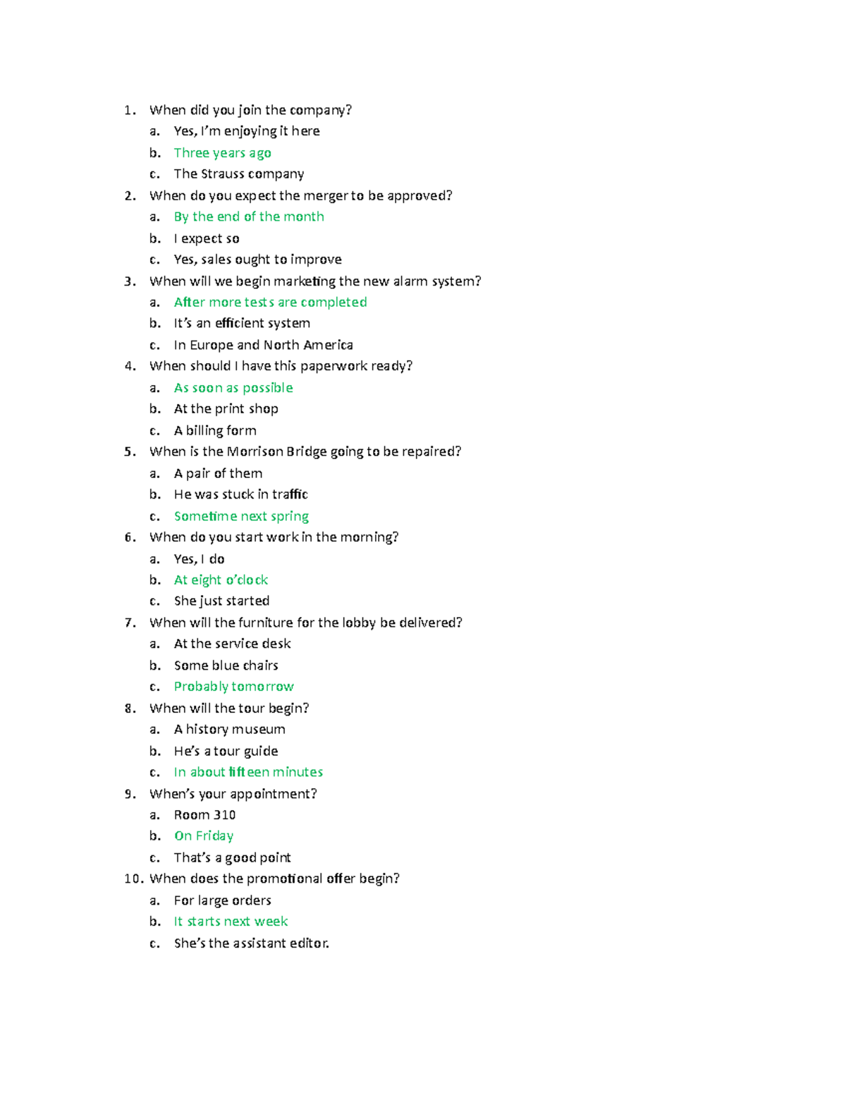 Key Questions and Answers for Company Timelines - Studocu