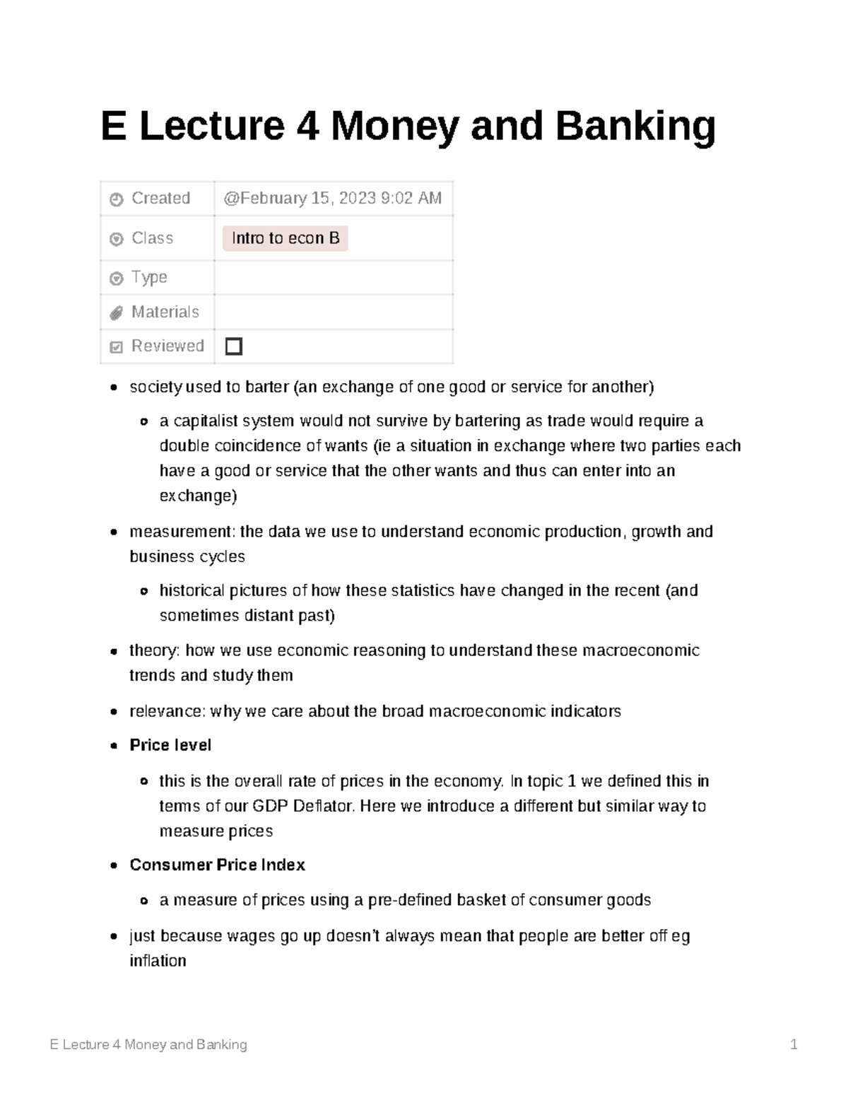 Econ 101: Lecture 4 - Money and Banking Insights - Studocu