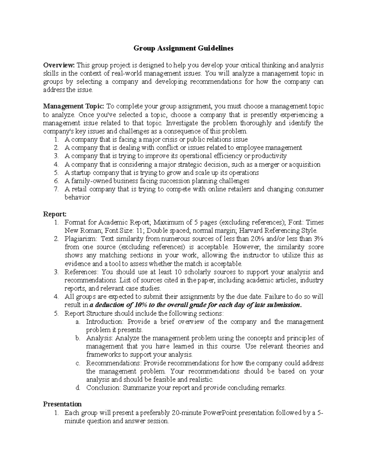 Assignment Guideline - ............. - Group Assignment Guidelines ...