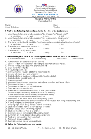 ENG8-Q3- Module 4 - English Quarter 3 – Module 4: Analyzing Literature ...