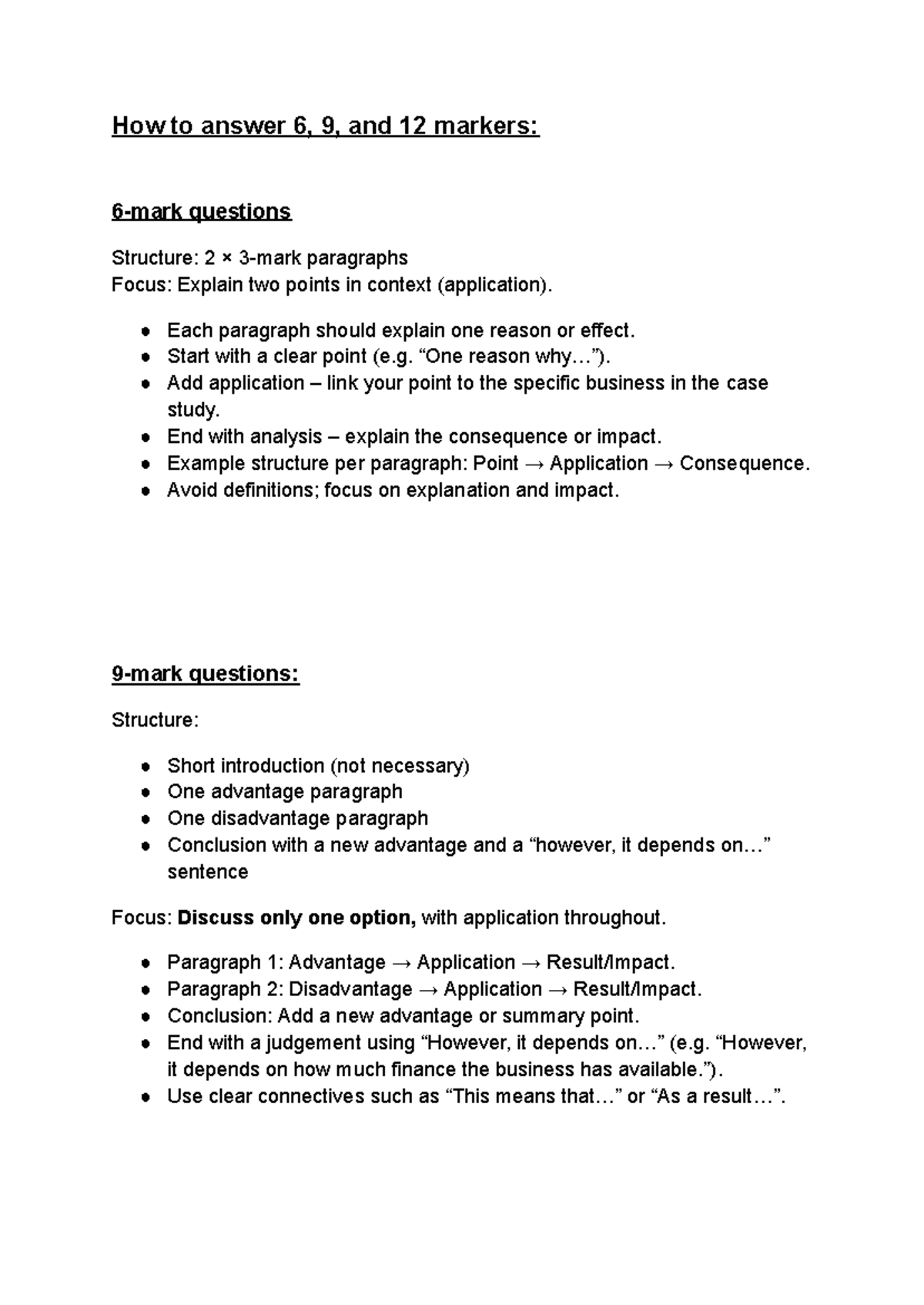 IGCSE Business Structure Help: Answering 6, 9, and 12 Mark Questions ...