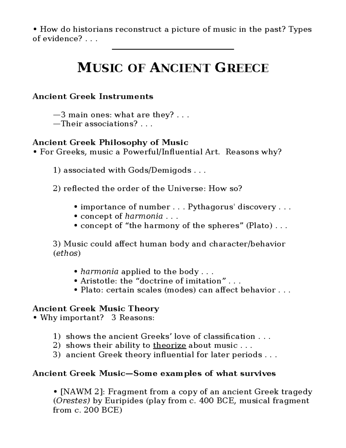 MUS 101: Ancient Greek Music - Evidence, Instruments, and Philosophy ...