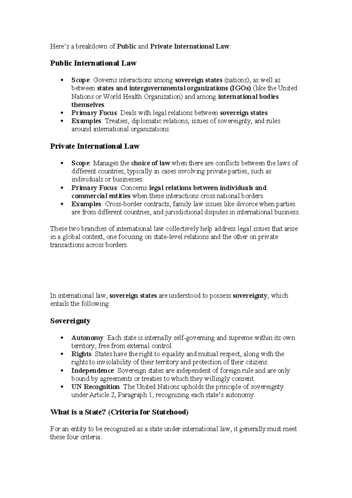 International Law Overview: Public & Private Law Essentials - Studeersnel