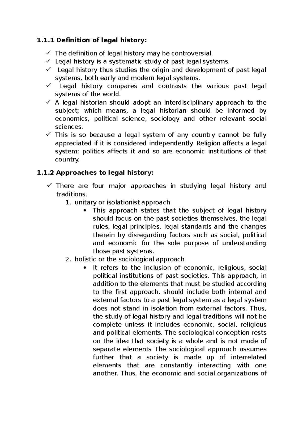 Legal History: Key Concepts and Approaches - Short Notes - Studocu