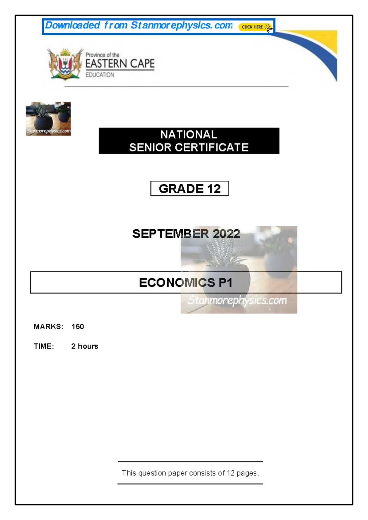 EC-Grade-12-SEPT-2022-Economics-P1-Question-Paper-and-Memo - Studocu