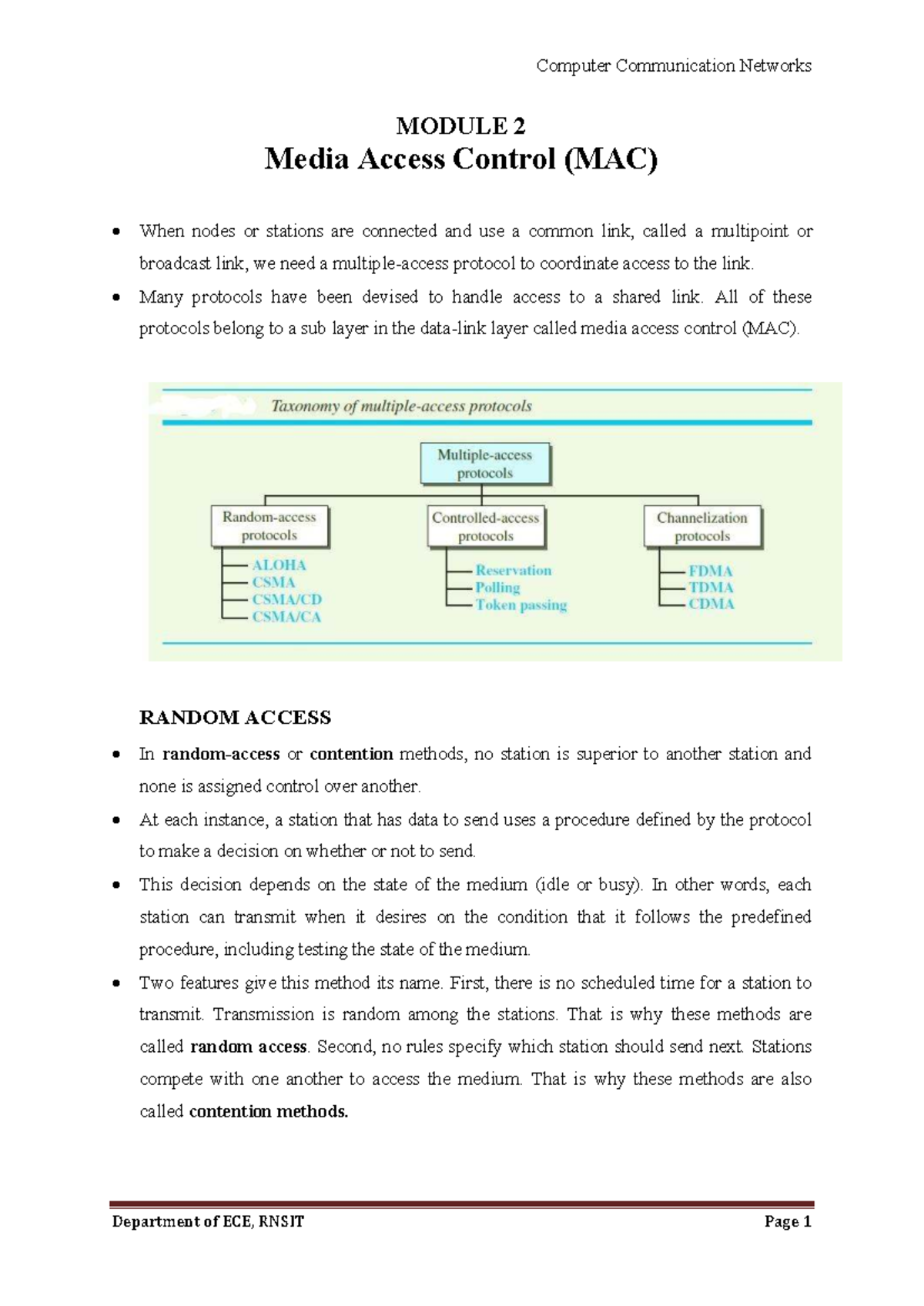 CNP 2 - Media Access Control (MAC) in Computer Networks - Studocu