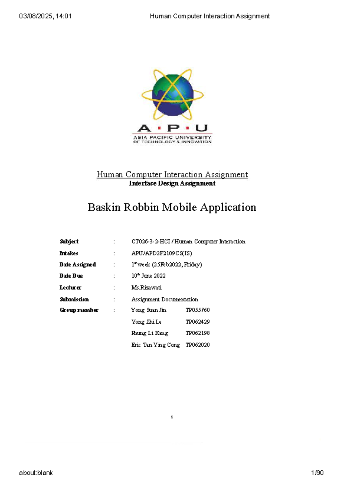 14:01 Human Computer Interaction Assignment: Interface Design for Baskin Robbins - Studocu