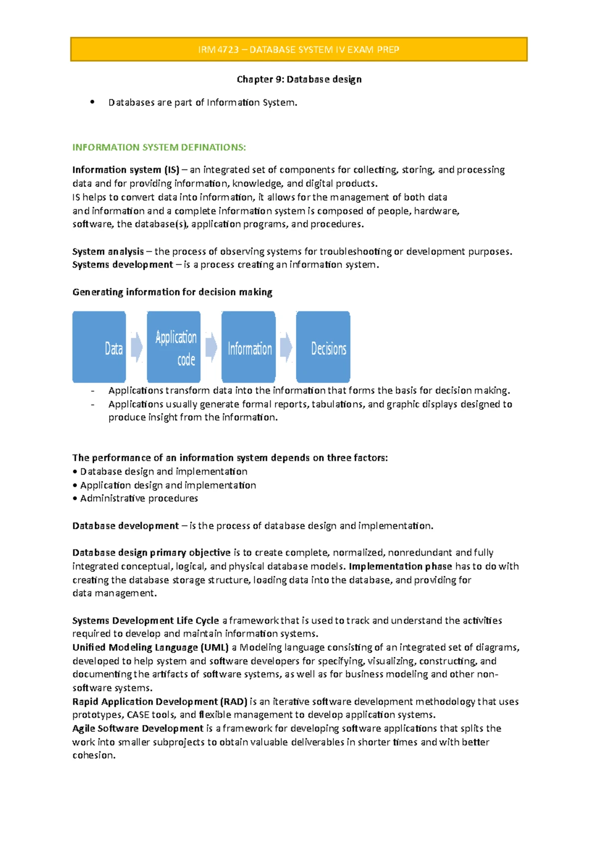 Database Systems Exam Prep - IRM4723-Databases Number: 000- Passing Score: 800 Time Limit: 120 ...