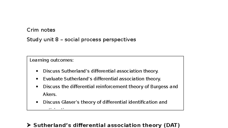 Sutherland's Differential Association Theory: Insights on Criminal ...