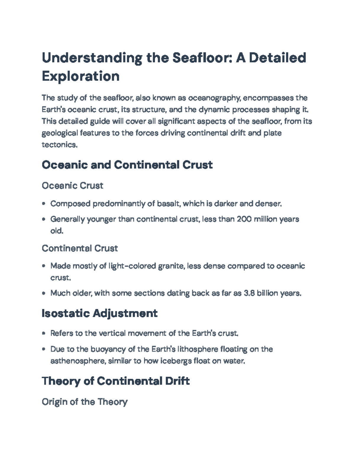 Understanding the Seafloor: Oceanography & Geodynamics Overview ...
