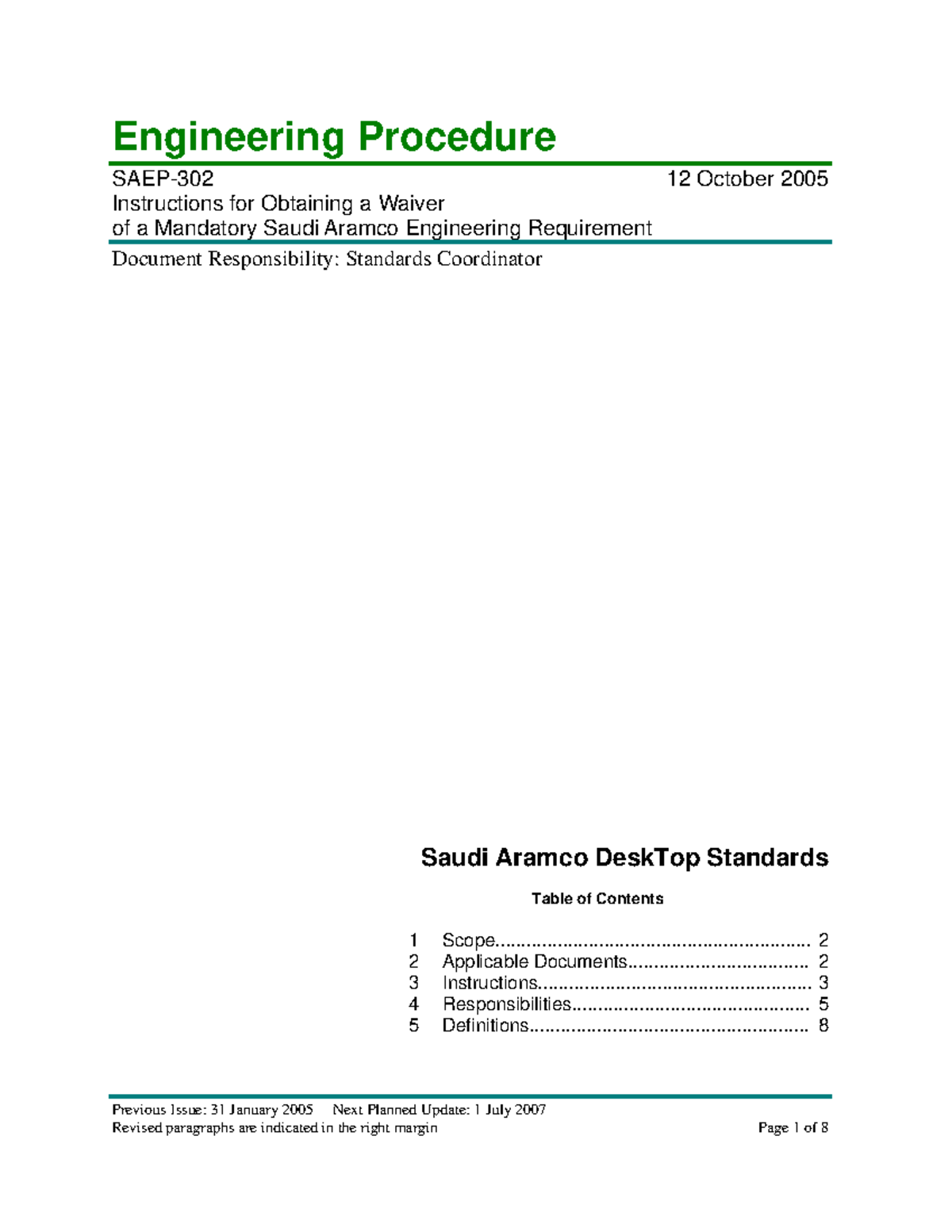 SAEP: Instructions for Waiving Mandatory Saudi Aramco Engineering ...