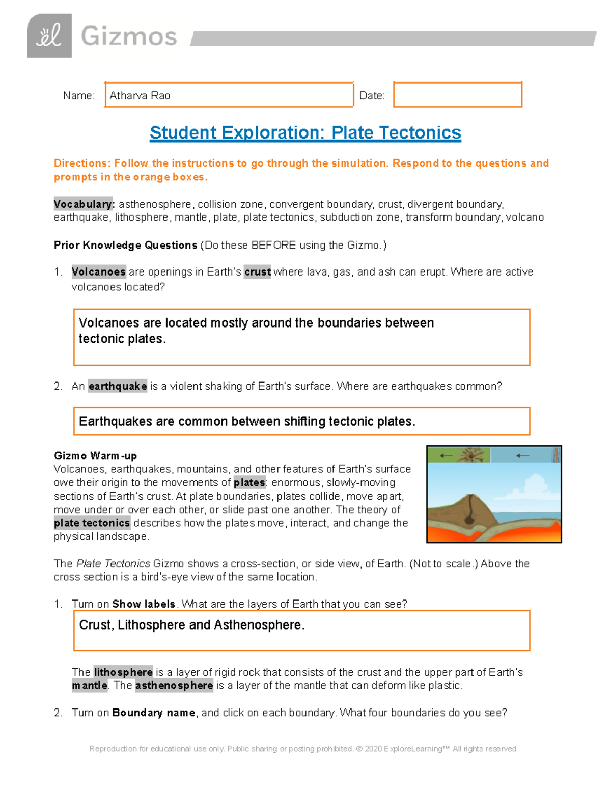 Plate Tectonics Exploration with Gizmos - Final Exam Guide - Studocu