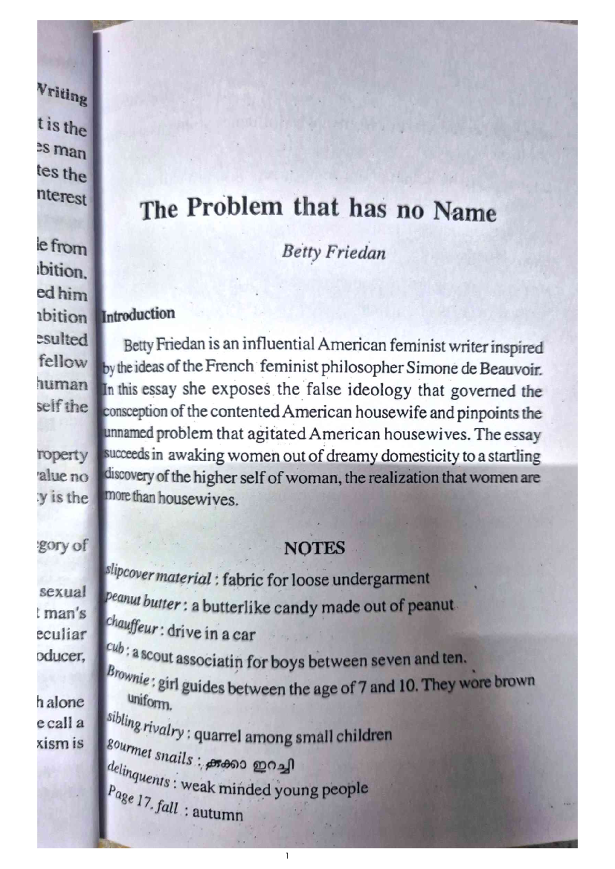 Women's Writing IAT 2 - Literature: Analyzing Betty Friedan's "The ...