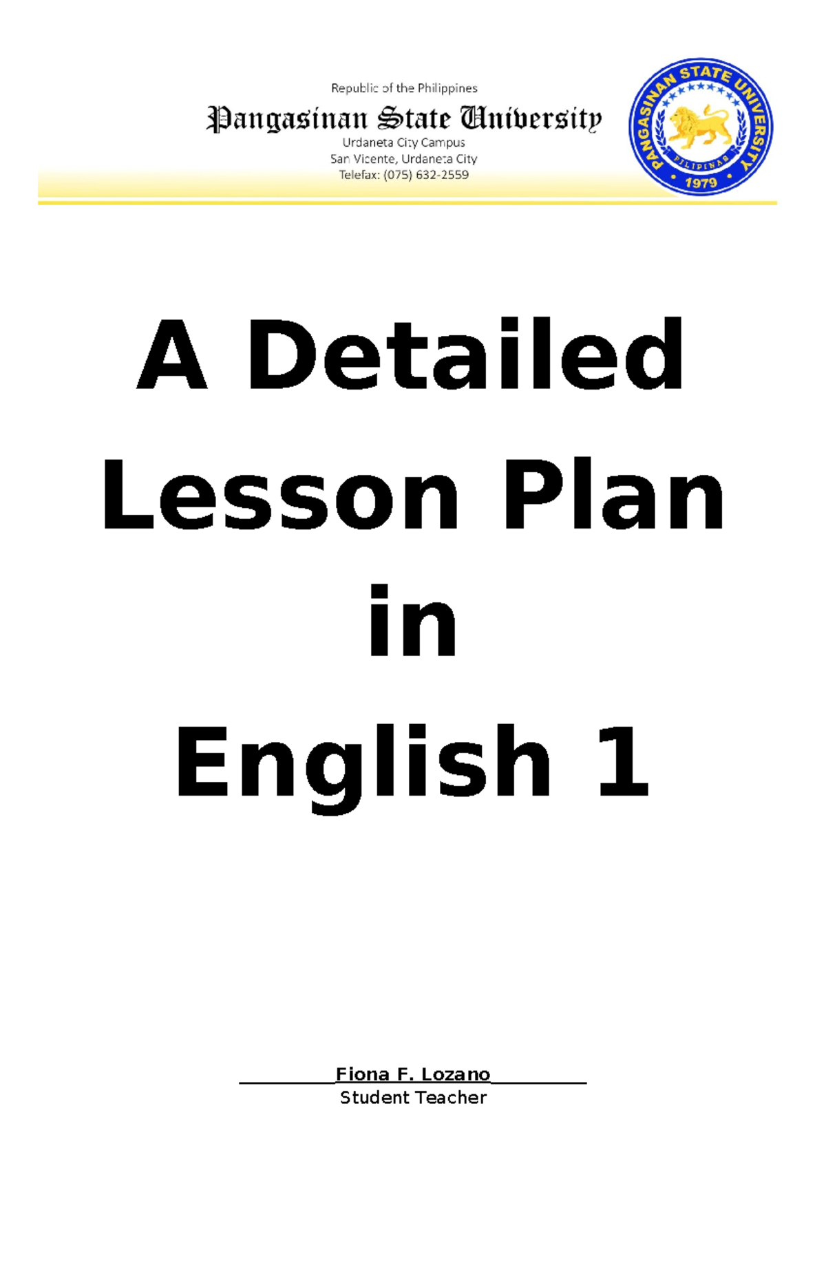 DLP English 1 - Detailed Lesson Plan on Action Words - Studocu