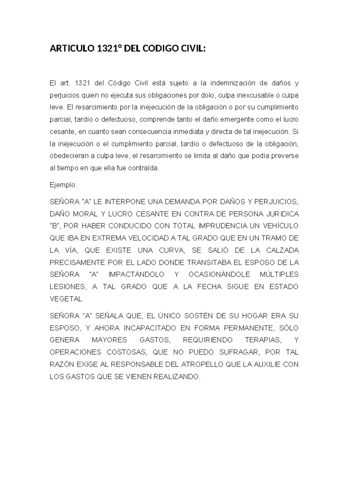 Análisis del Artículo 1321 del Código Civil: Indemnización de Daños ...