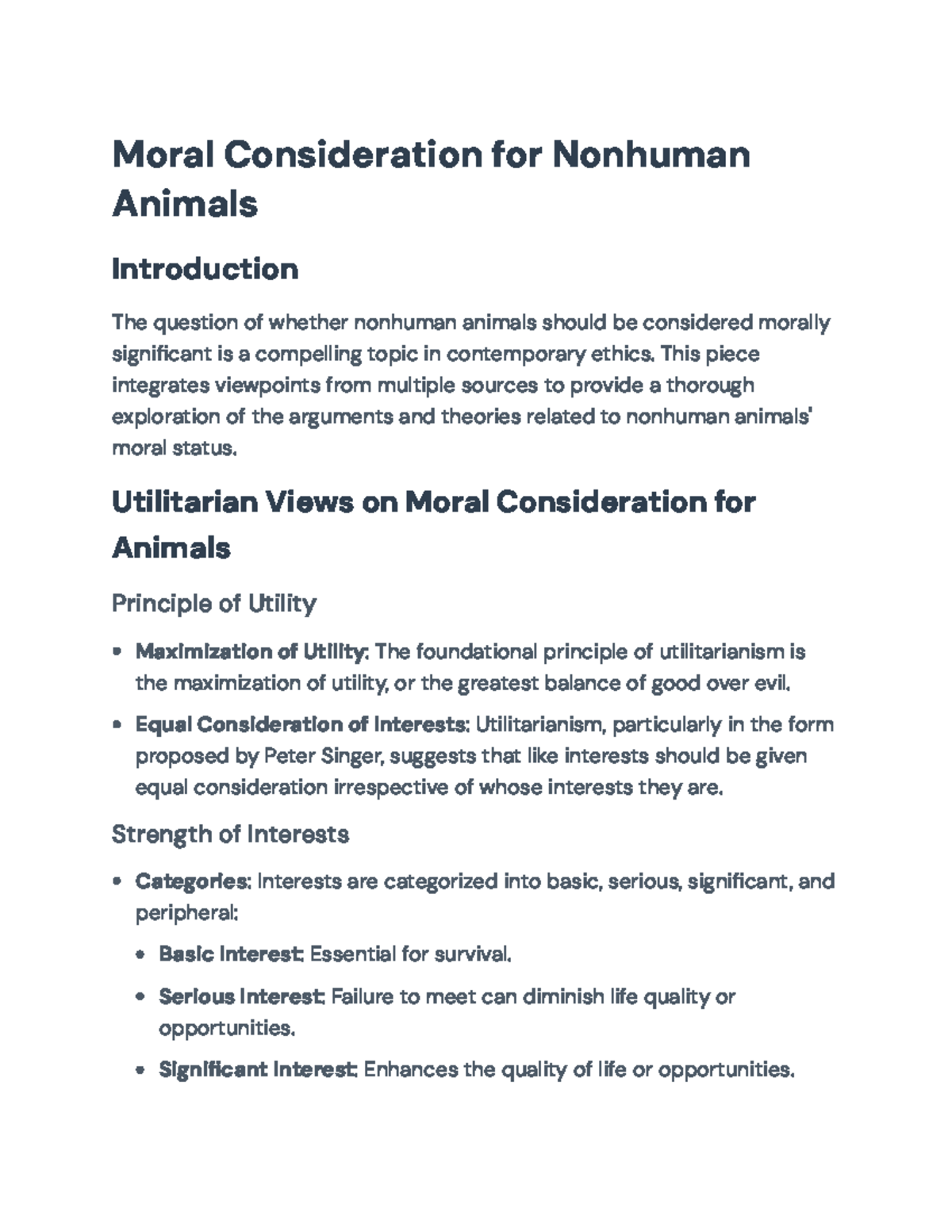 Moral Considerations for Nonhuman Animals: Ethical Theories Overview ...