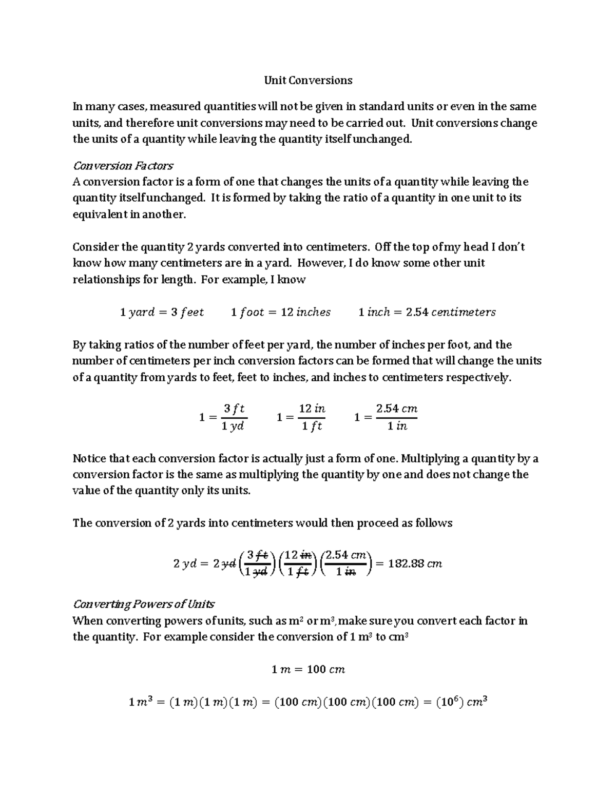 Unit Conversions - Exam 1 Lecture Notes for Chemistry 101 - Studocu