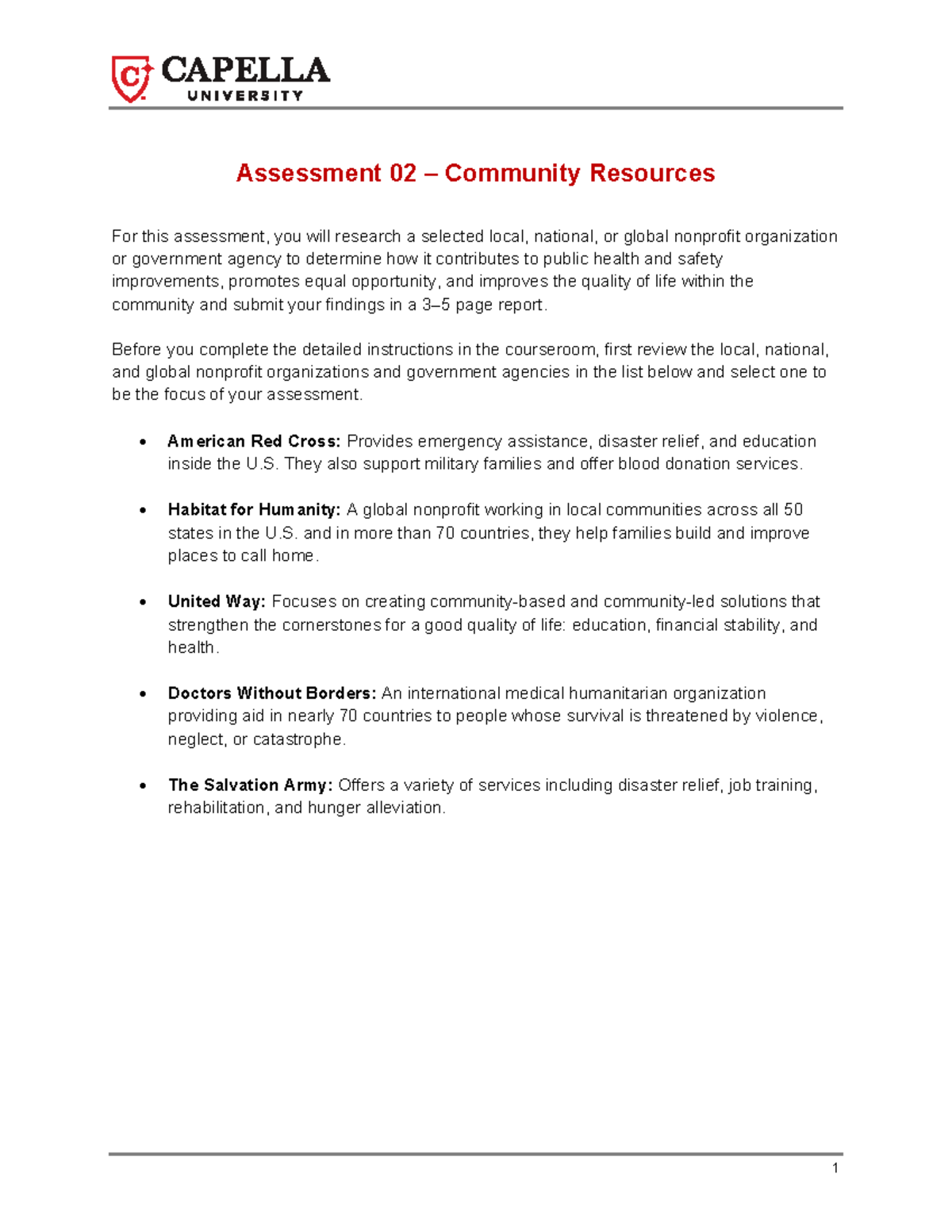 NURS FPX4060 Assessment 02: Community Resources Report Guide - Studocu