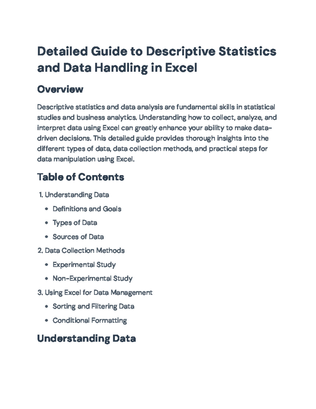 Descriptive Stats & Data Handling in Excel: A Comprehensive Guide ...