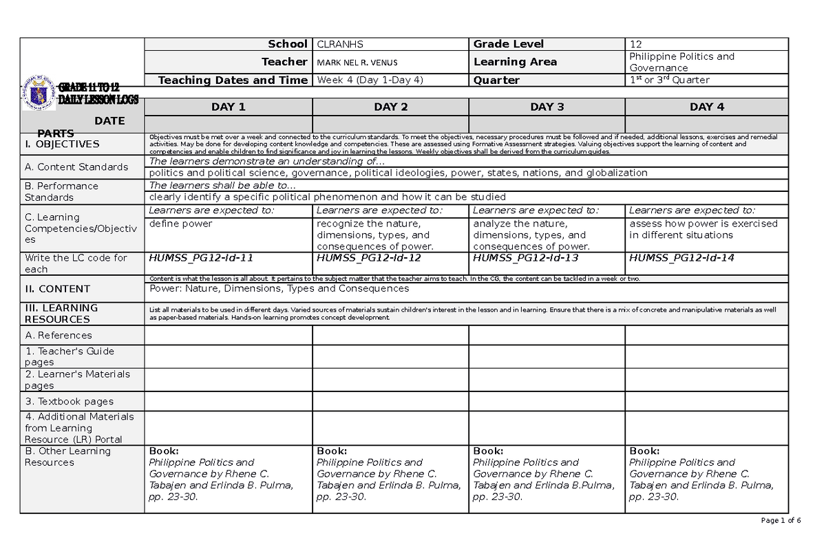 PPG Week d Power - Background and Rationale of WAP Plan: - School ...