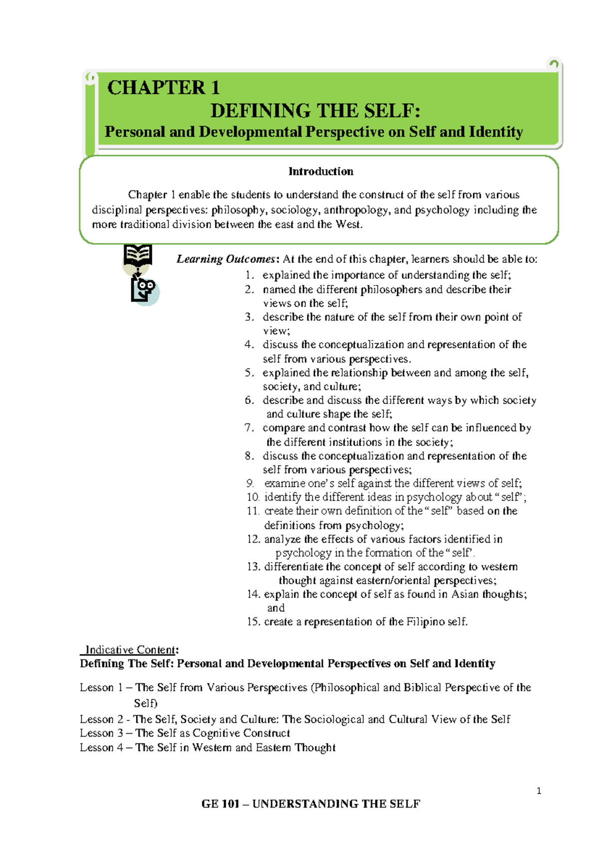 Lesson 1: Defining the Self from Philosophical & Biblical Perspectives ...