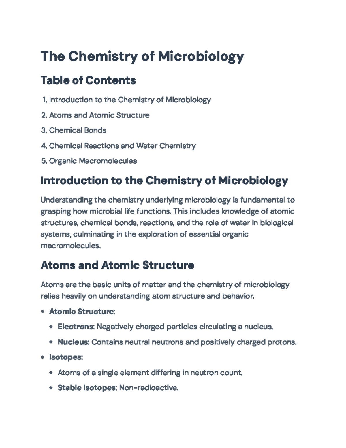 Chemistry of Microbiology: Atoms, Bonds, Reactions, and Macromolecules ...