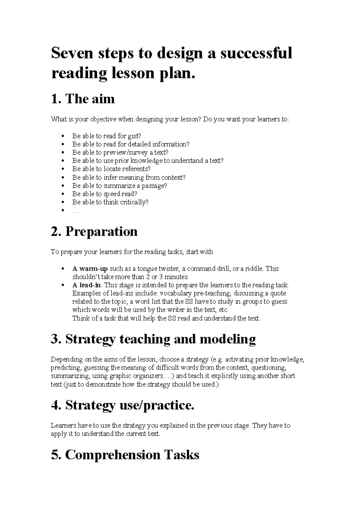 479931703 Seven steps to design a successful reading lesson plan ...