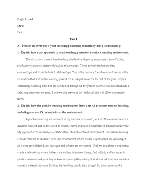 [Solved] Describe two weaknesses of your math teaching practice and ...