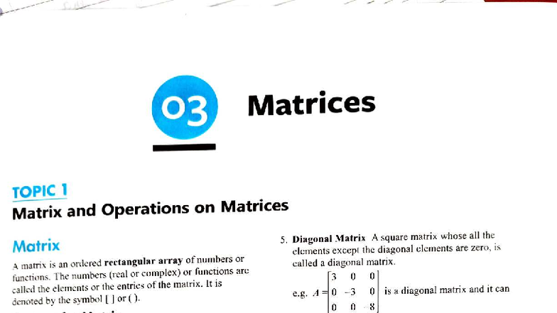 Matrices and Operations: CBSE 12th Mathematics Guide - Studocu