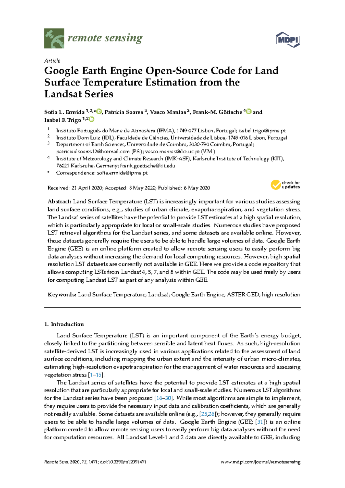 Google Earth Engine Code for Landsat LST Estimation (RemSensing-12 ...