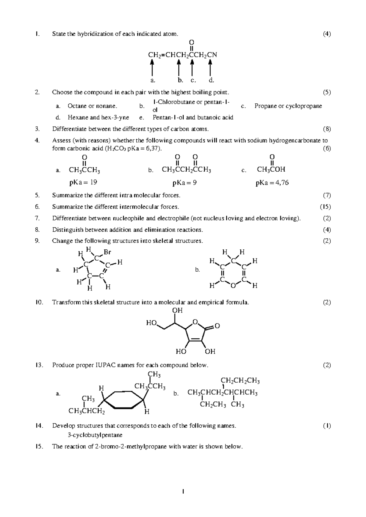 LU 1 2 3 questions 2 - 1 State the hybridization of each indicated atom ...