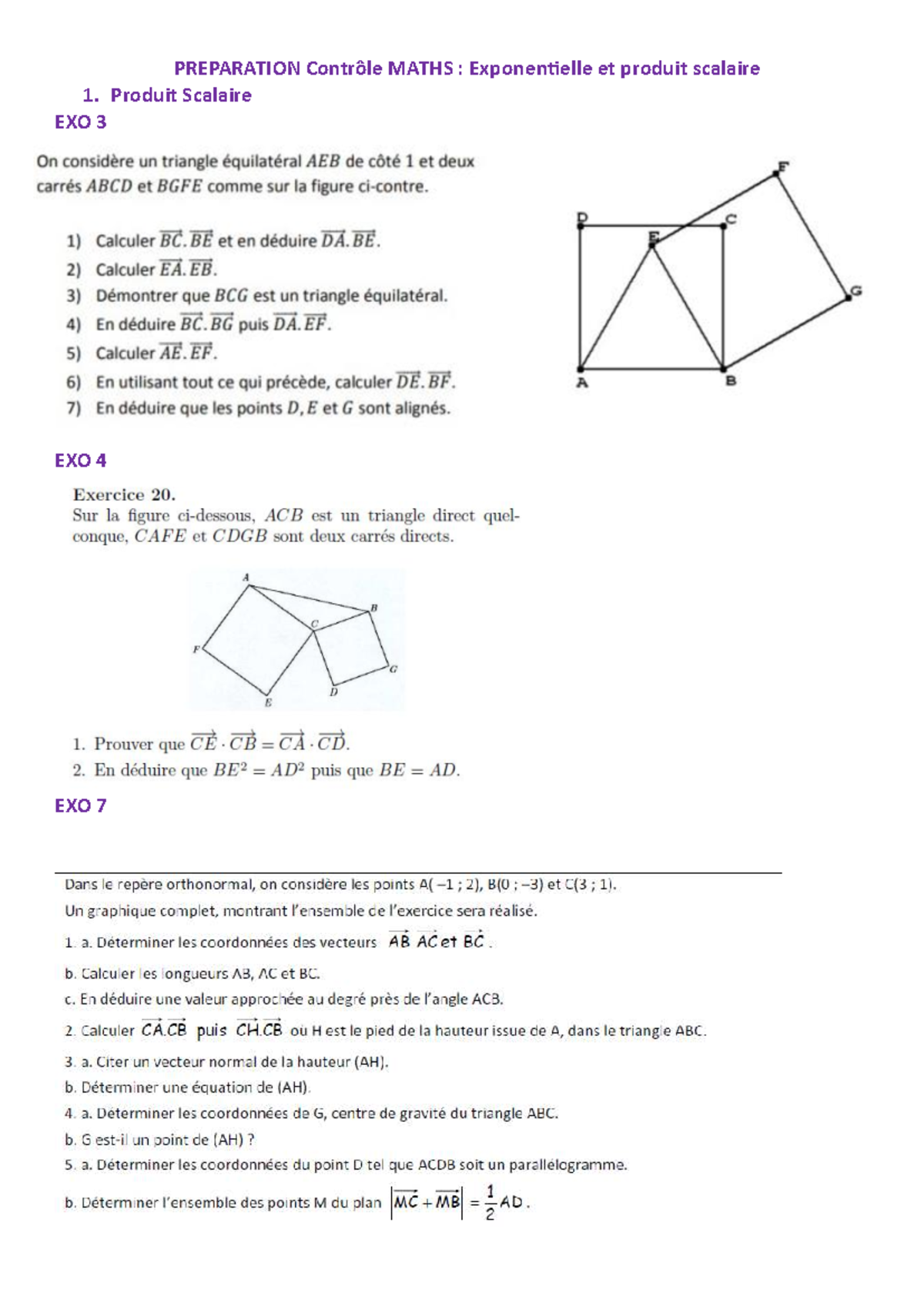Preparation Contrôle Maths - Mathématiques - PREPARATION Contrôle MATHS ...