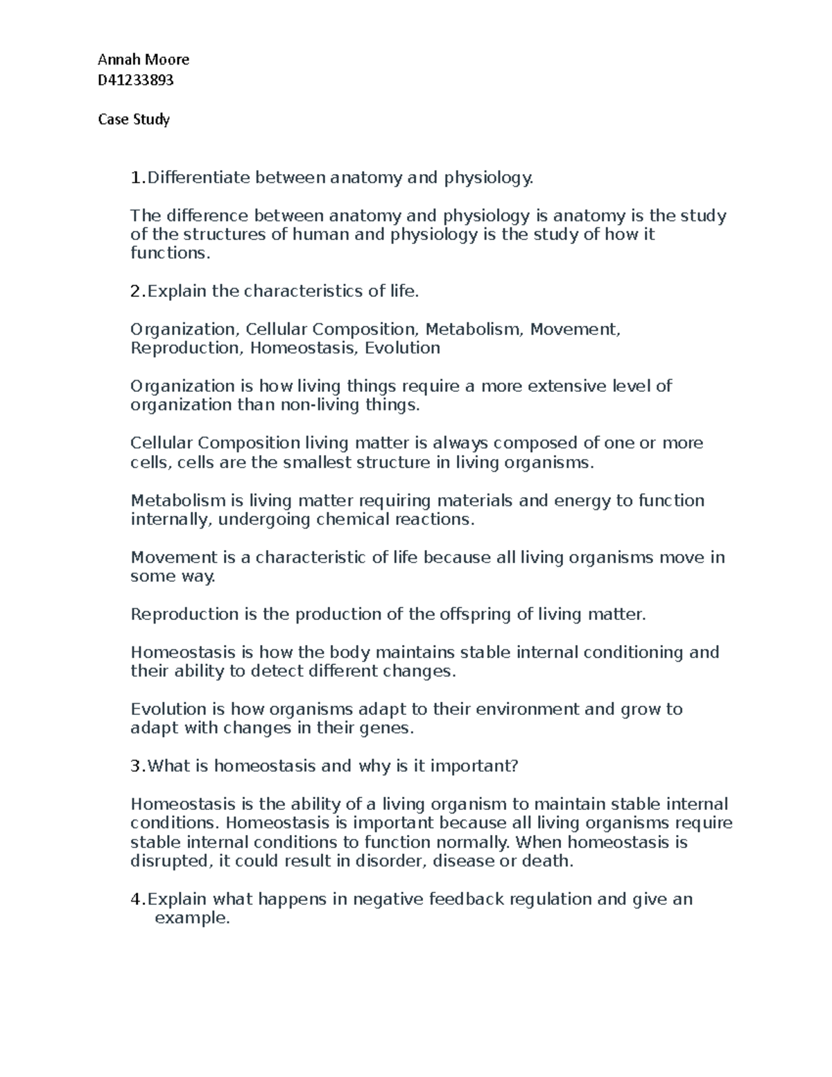 Case Study 1- Homeostasis** - Annah Moore D Case Study 1 between ...