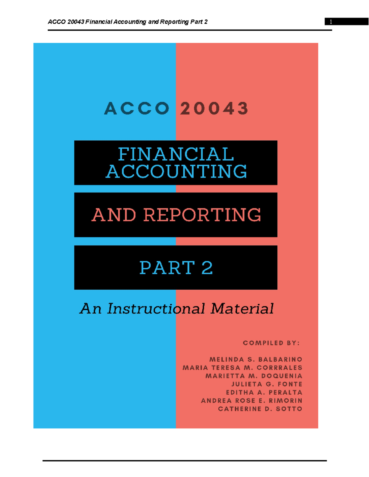 IM on ACCO 20043 Financial Accounting & Reporting: Partnership ...