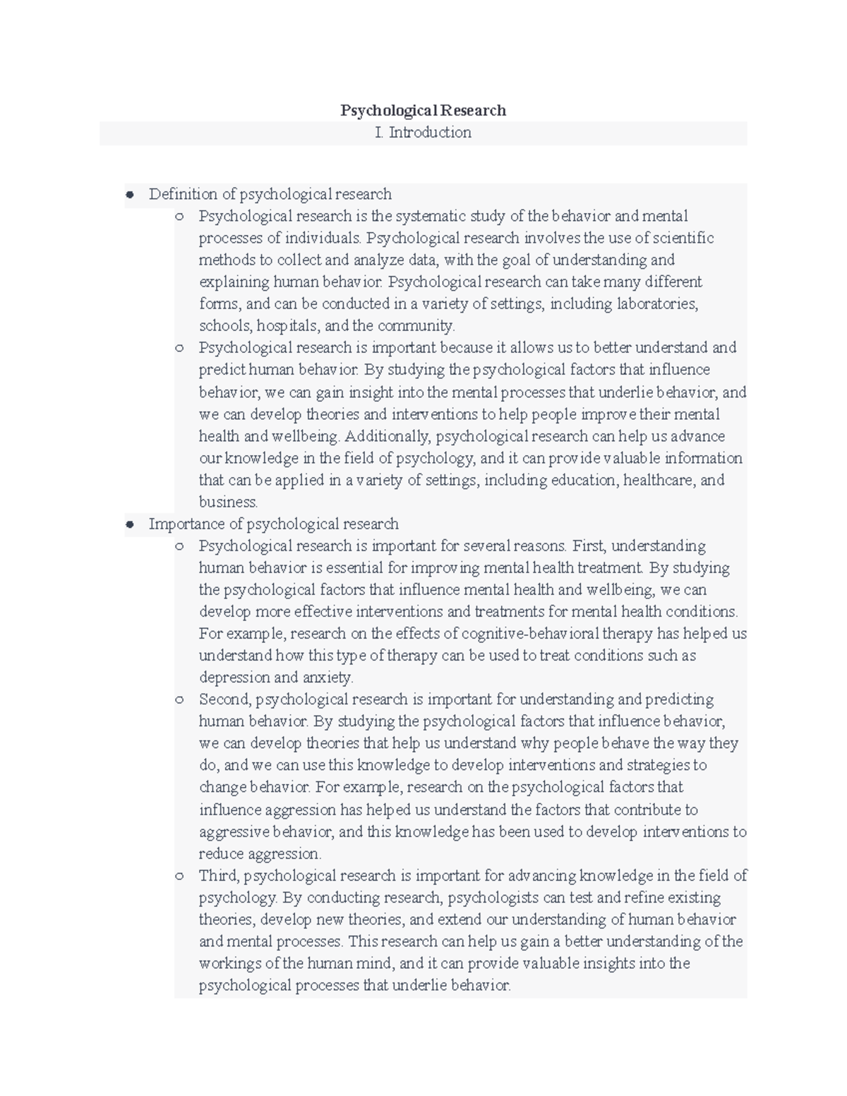 Psychological research - Introduction Definition of psychological ...