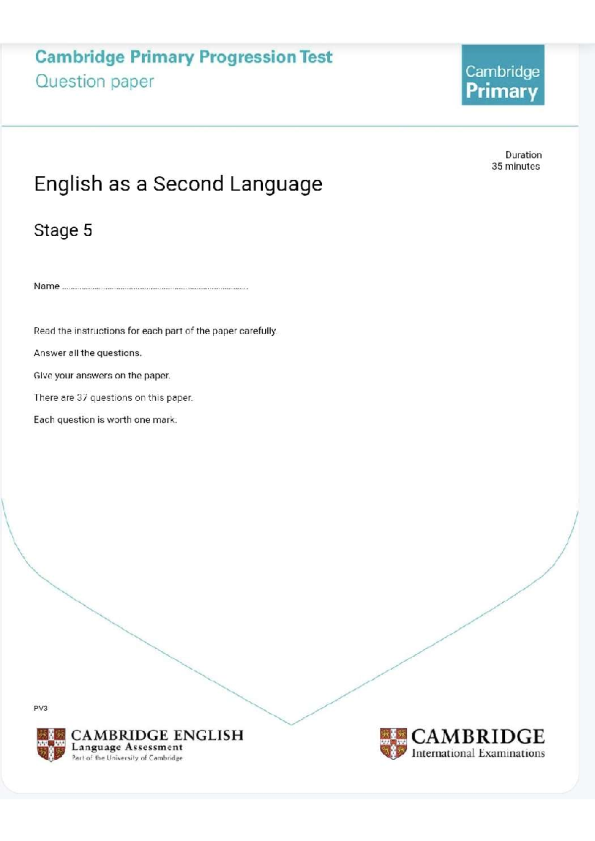 ESL Paper 1 Stage 5 Progression Test Questions 2016 - Studocu
