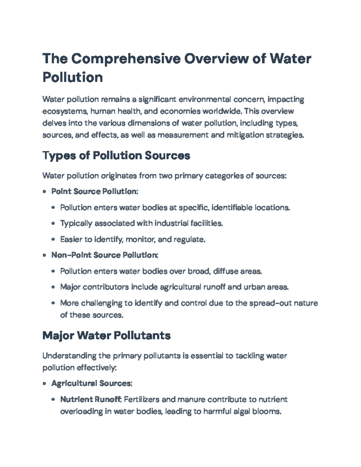 Understanding Water Pollution: Sources, Impacts, and Solutions - The ...
