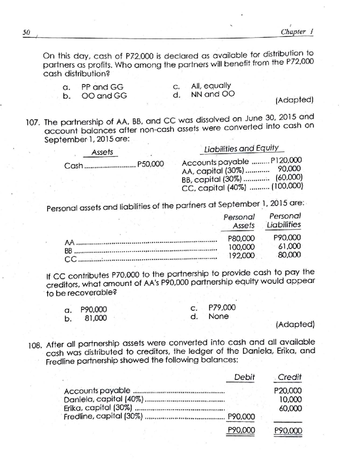 Practical Accounting 2: Chapter 1 Cash Distribution and Partnership ...
